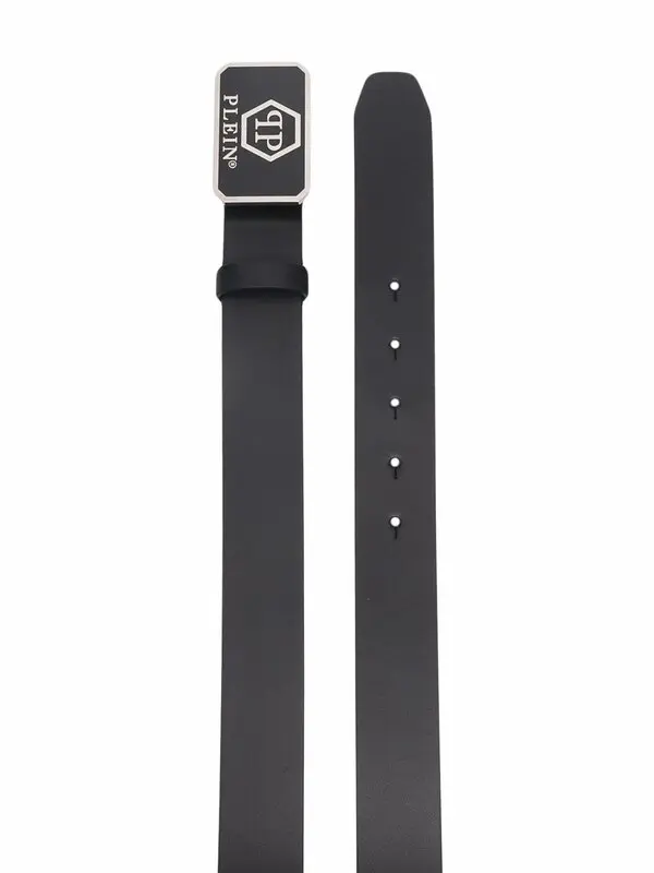 Philipp Plein Hexagon Logo Leather Belt