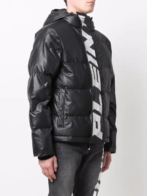 Philipp Plein Logo-print Hooded Padded Jacket - Black
