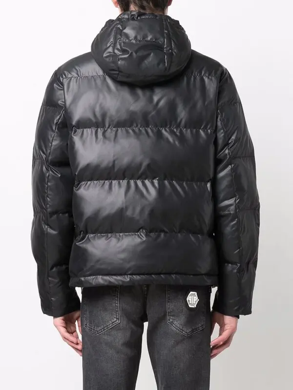 Philipp Plein Logo-print Hooded Padded Jacket - Black