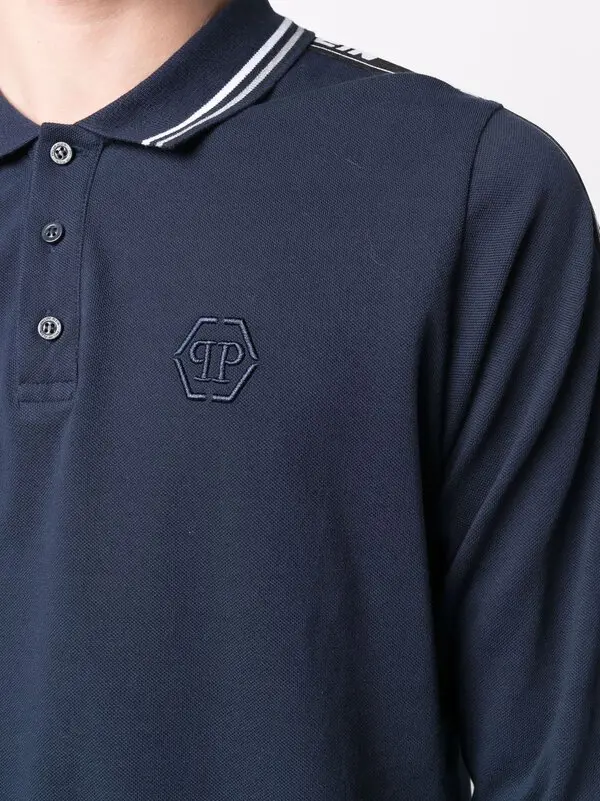 Philipp Plein Logo Embroidered Polo Shirt - Blue