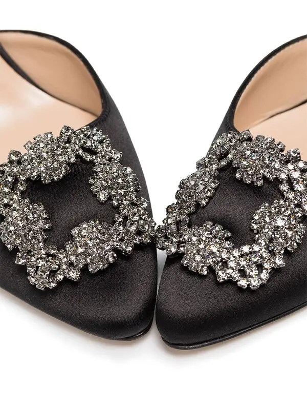 Manolo Blahnik 70mm Hangisi Satin Slingback Pumps
