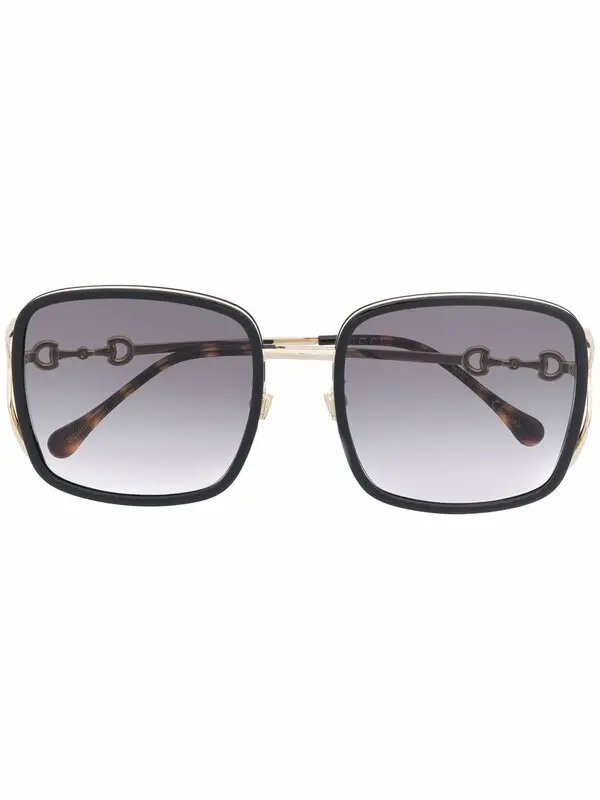 Gucci Horsebit Square-frame Sunglasses - Black