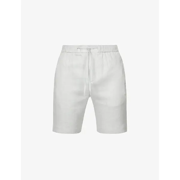 Frescobol Carioca High-rise Linen-cotton Blend Shorts - Light Melange Grey