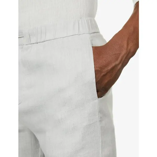 Frescobol Carioca High-rise Linen-cotton Blend Shorts - Light Melange Grey