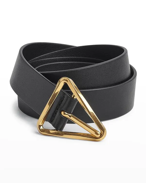 Bottega Veneta Twisted Triangle Buckle Belt - Black Gold  display picture 1
