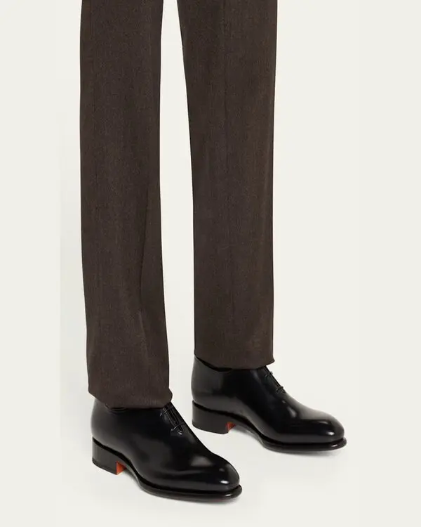 Santoni Leather Dress Oxfords - Dark Brown