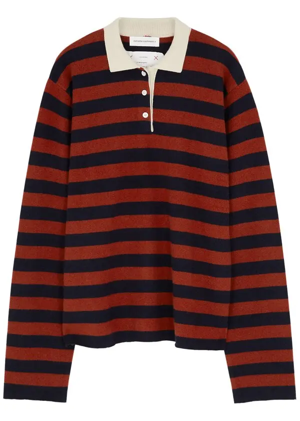 Extreme Cashmere N°199 Alligator Striped Cashmere-Blend Polo Top 