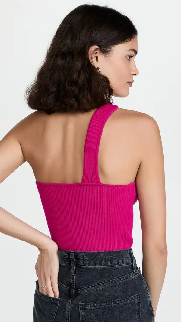 Sokie Collective One-shoulder Ribbed Knit Top