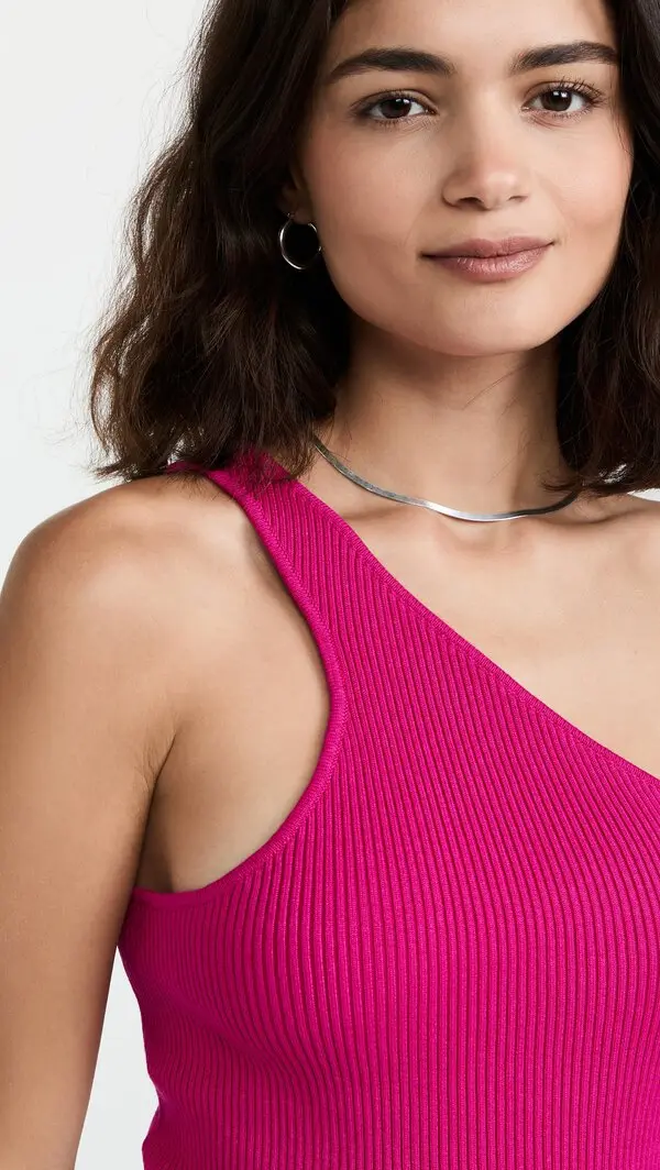 Sokie Collective One-shoulder Ribbed Knit Top