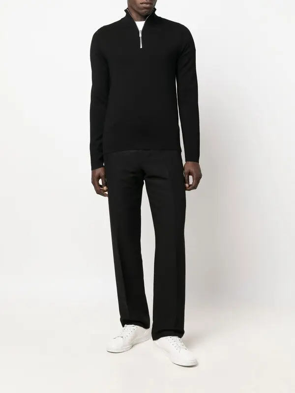 Sandro Wool Zip Collar Sweater - Black