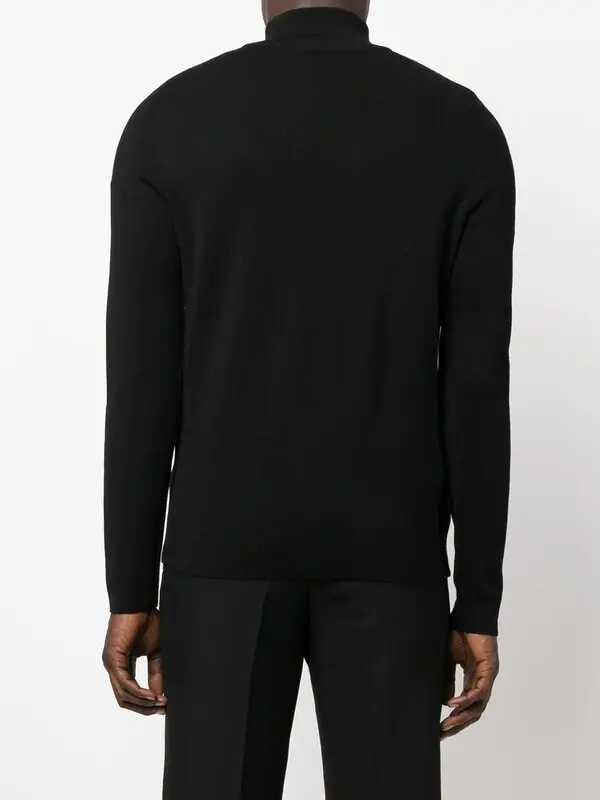 Sandro Wool Zip Collar Sweater - Black