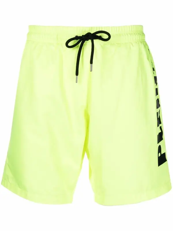 Philipp Plein Logo-print Drawstring-waist Swim Shorts - Yellow