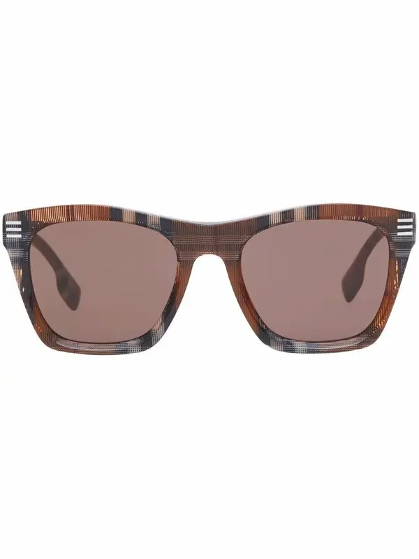 Burberry Check-print Frame Sunglasses - Brown