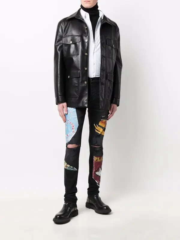 Amiri X Playboy Magazine Print Super-skinny Jeans - Black
