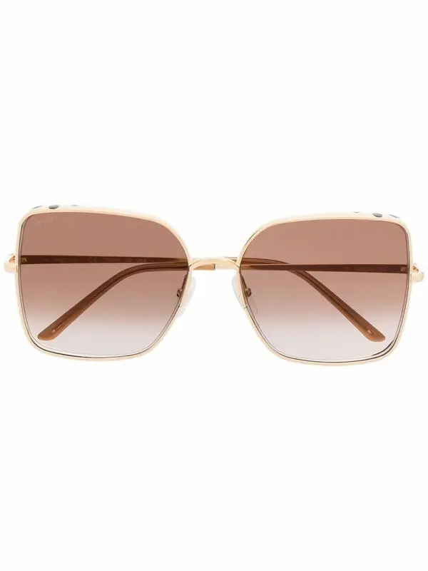 CARTIER Panther-pattern Oversized Sunglasses - Gold