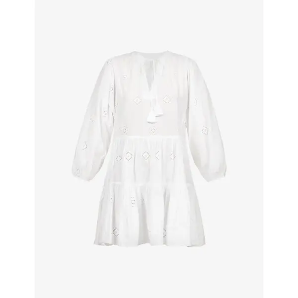 Seafolly Embroidered Puff-sleeves Mini Dress - White