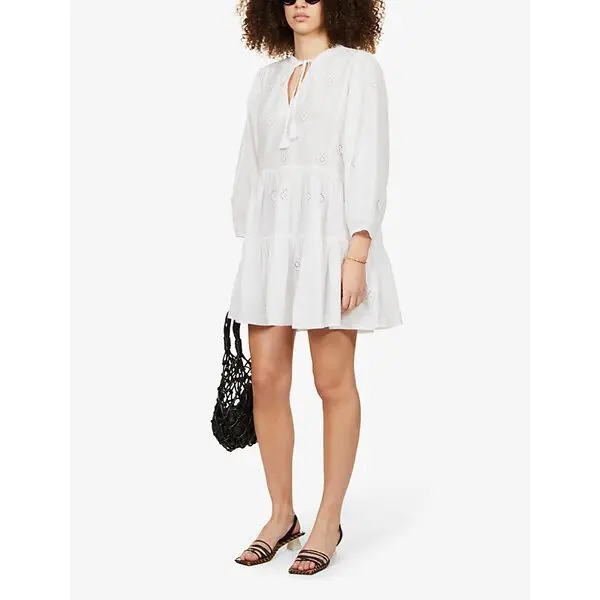 Seafolly Embroidery Tiered Dress , White, Size S/M