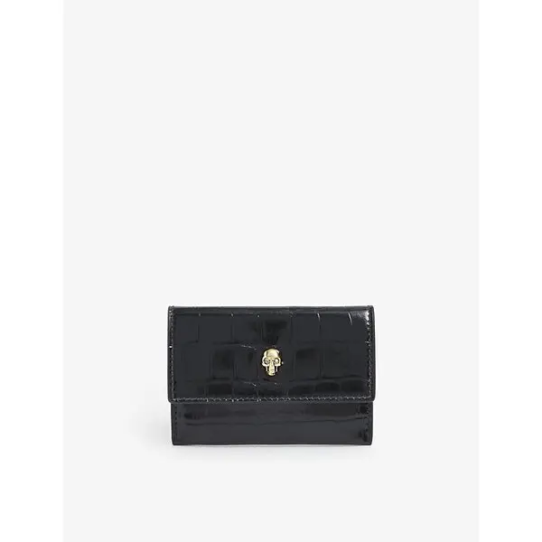 Alexander McQueen Croc-embossed Leather Card Holder