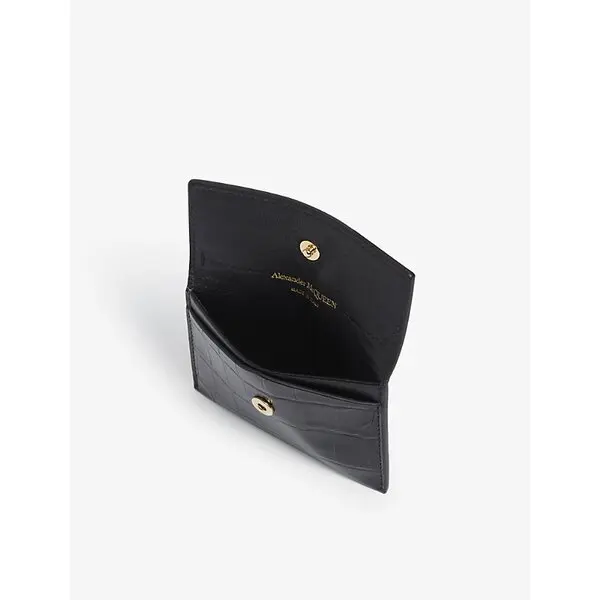 Alexander McQueen Croc-embossed Leather Card Holder
