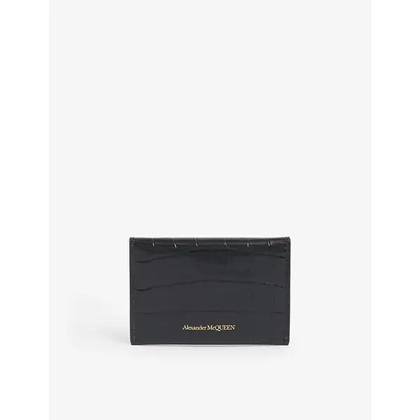 Alexander McQueen Croc-embossed Leather Card Holder
