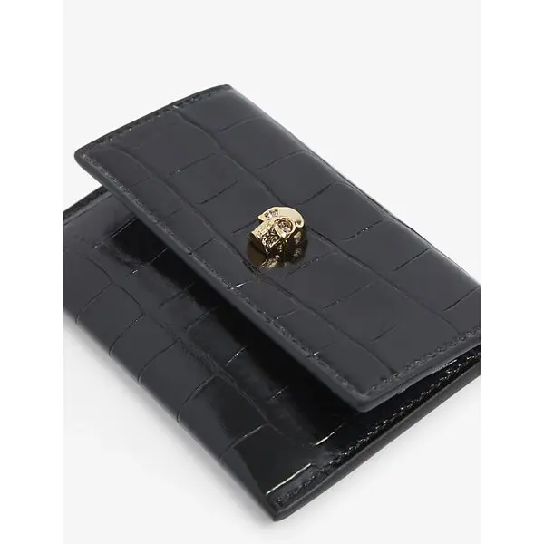 Alexander McQueen Croc-embossed Leather Card Holder