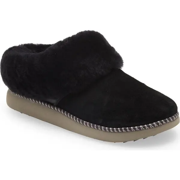Olukai Ku'i Genuine Shearling Slipper - Black/ Fog