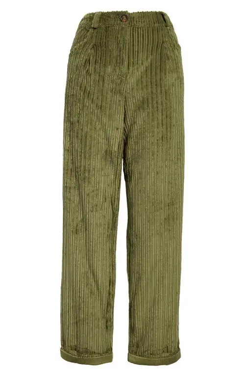 Topshop High Waist Corduroy Peg Trousers - Light Green