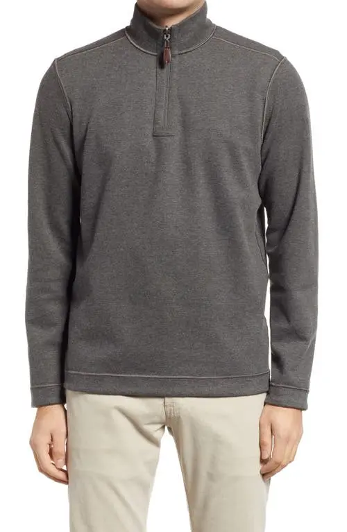 Johnston & Murphy Reversible Quarter Zip Pullover - Olive/charcoal