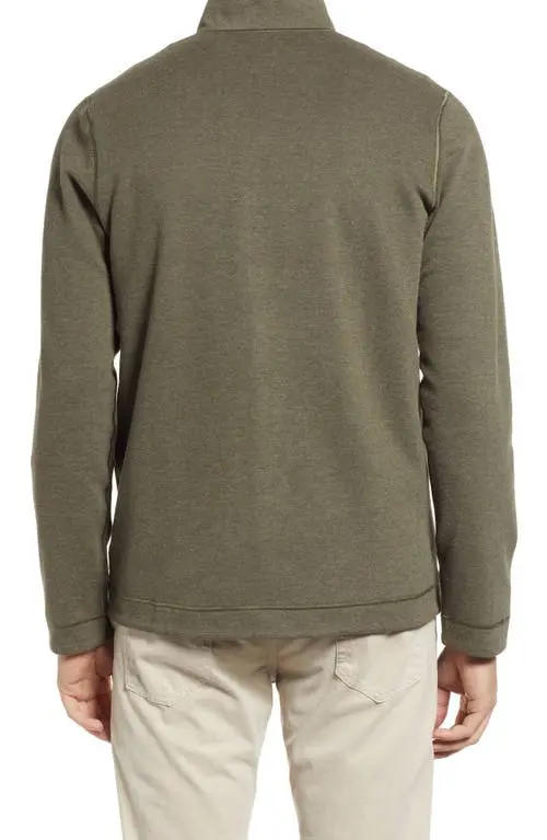 Johnston & Murphy Reversible Quarter Zip Pullover - Olive/charcoal