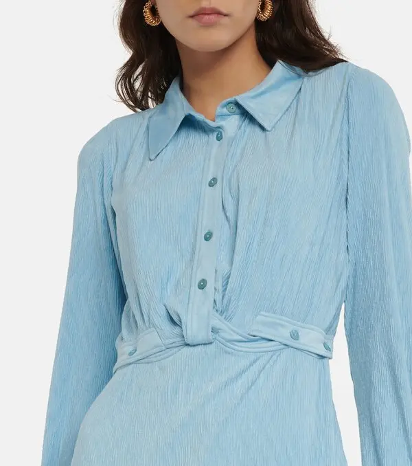 Simkhai Kelly Faux Suede Shirt Midi Dress In Blue - 60% Off | Editorialist