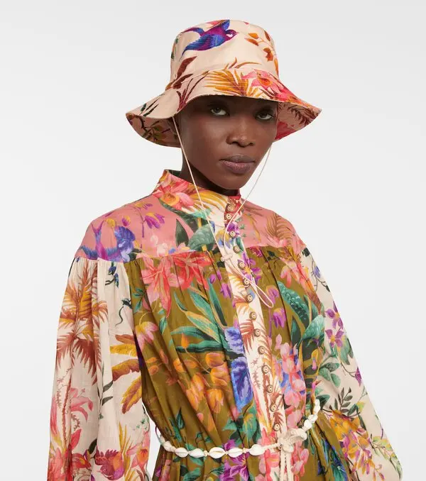 Zimmermann Printed Linen Bucket Hat