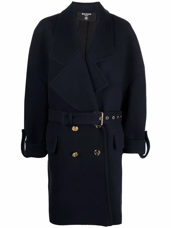 Balmain Belted Wool Coat