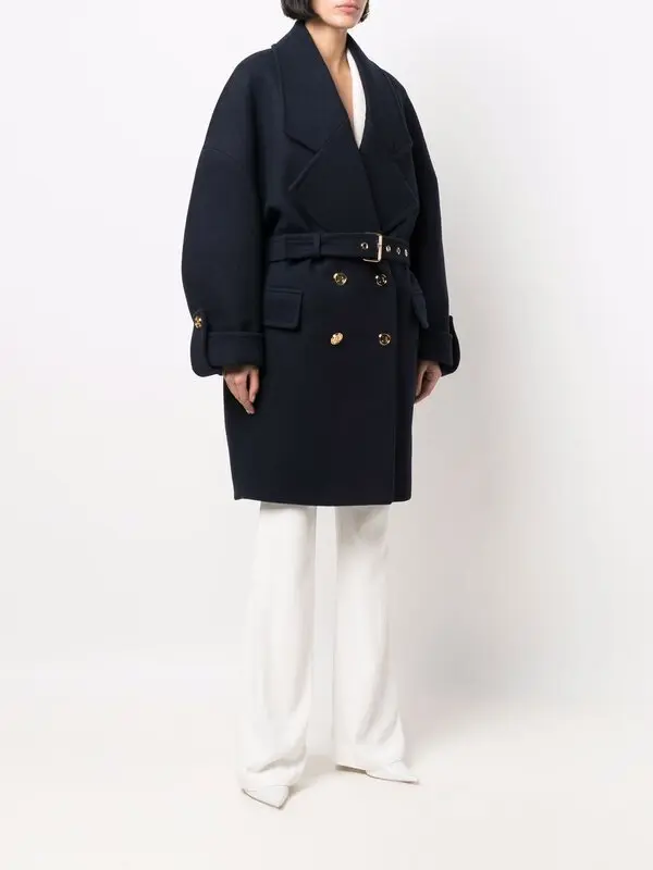 Balmain Belted Wool Coat
