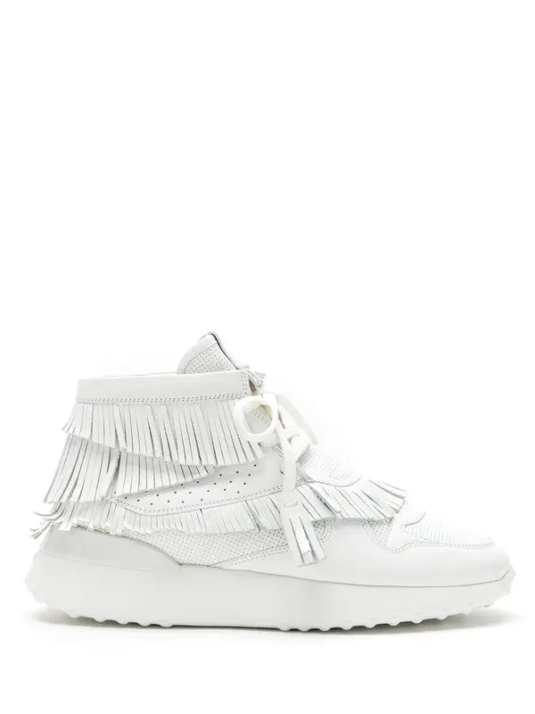 TOD'S Leather Fringe High-top Sneakers - White