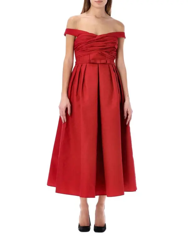 knee length dresses for ladies Self-Portrait - Navy Textured Knit Midi Dress main image 0