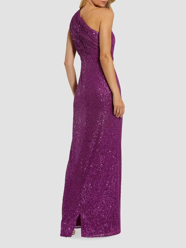 Mac Duggal Metallic One-shoulder Gown - Purple