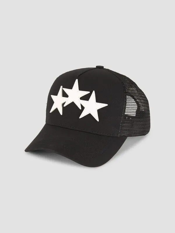 Amiri Star Leather Trucker Hat - Black White