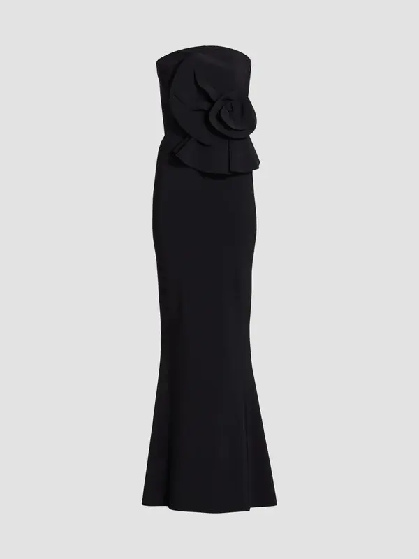 Chiara Boni La Petite Robe Hebe Strapless Ruffle Gown - Black