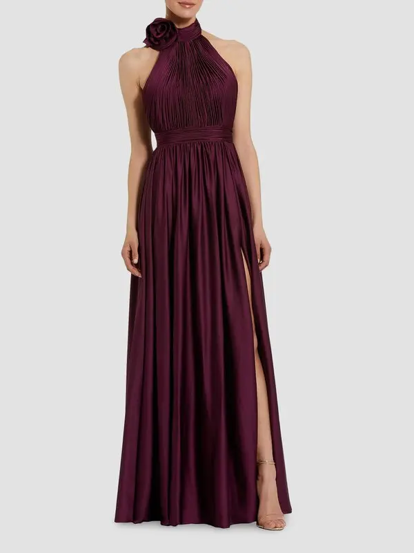 Mac Duggal Chiffon Halter Gown - Eggplant