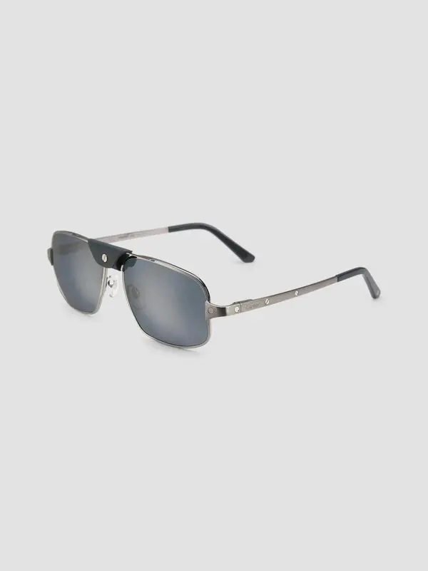Cartier Santos De 60mm Pilot Sunglasses - Grey