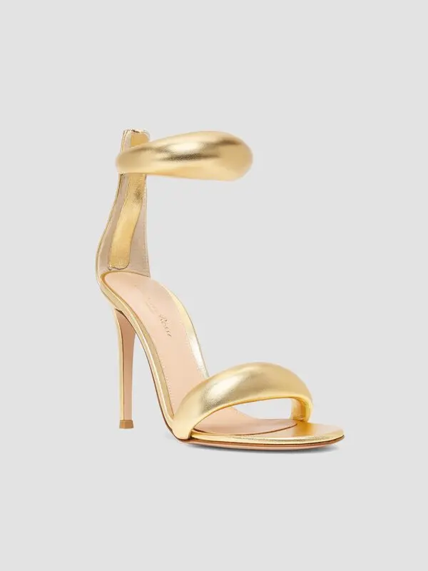 GIANVITO ROSSI Bijoux Ankle-strap Metallic Leather Stiletto Sandals - Gold