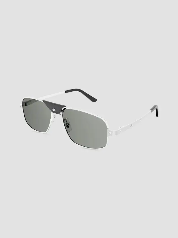 Cartier Santos 60mm Rectangular Sunglasses - Silver