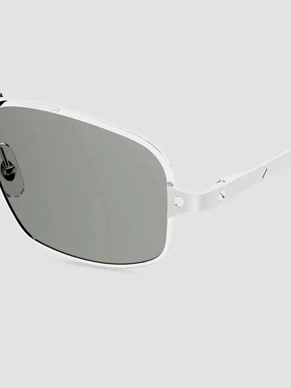 Cartier Santos 60mm Rectangular Sunglasses - Silver
