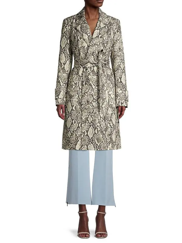 TOCCIN Snakeskin-print Sleek Trench Coat