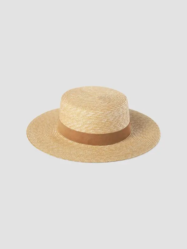 Lack Of Color Spencer Boater Suede-trim Straw Hat - Natural