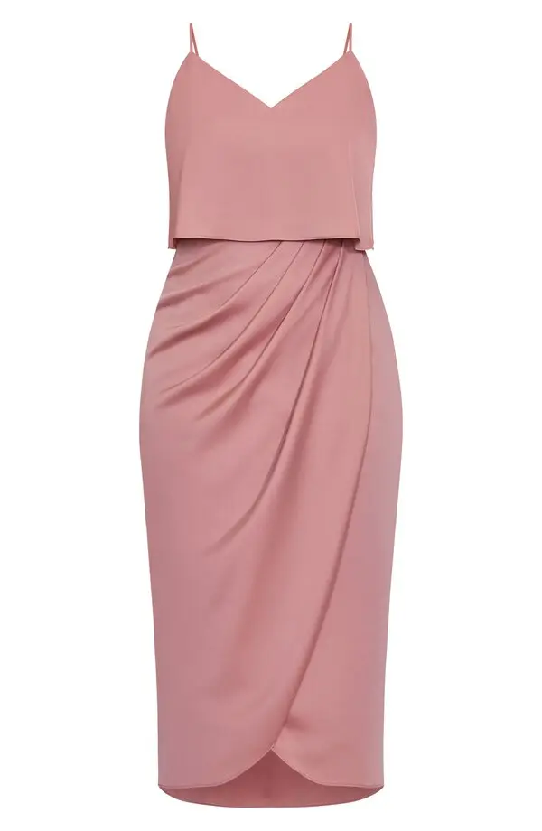 City Chic Midi Dress With Overlay