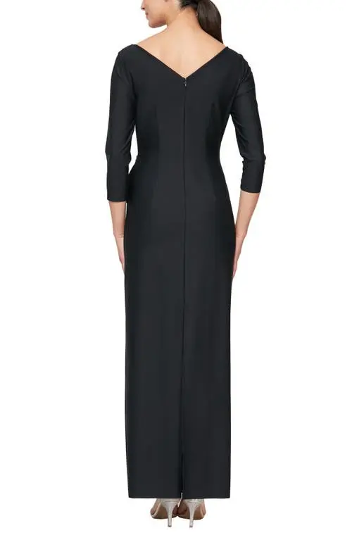 Alex Evenings Ruched Column Gown - Black | Editorialist