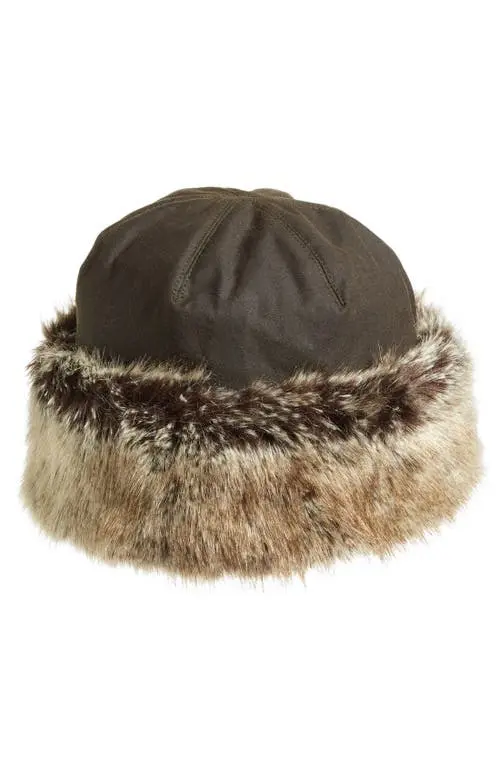 Barbour Ambush Waxed Cotton Hat With Faux-fur Trim - Olive
