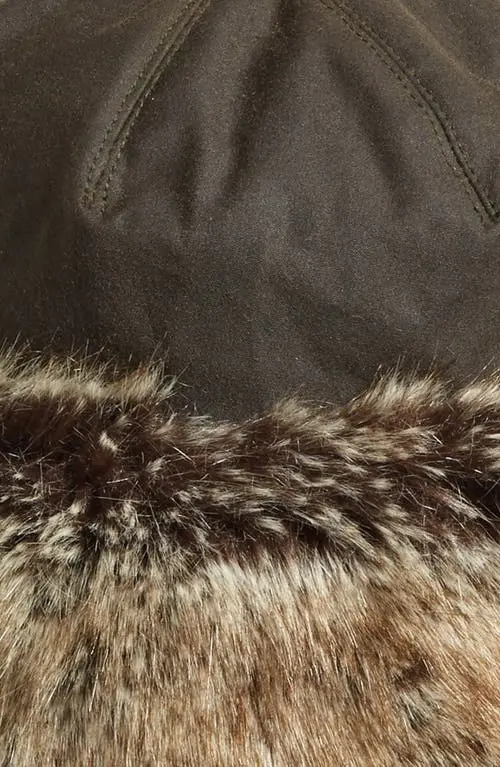 Barbour Ambush Waxed Cotton Hat With Faux-fur Trim