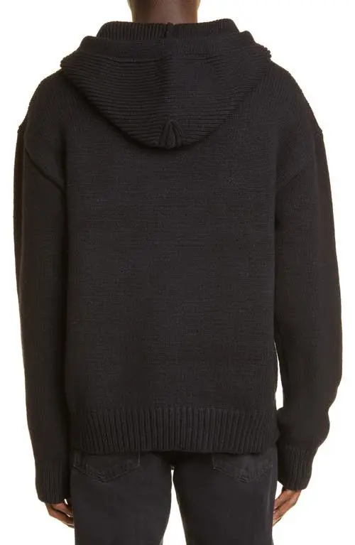 Off-White Intarsia Arrows Wool Blend Hooded Sweater